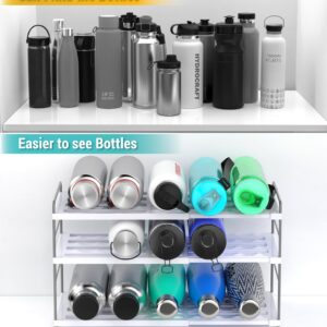 YAN & HIN 15 Bottles Cabinet Organizer Extendable Kitchen Cabinet Organizer with Adjustable Height, 3-Tier Water Bottle Holder, Pantry Pantry Organizers Cup Rack for Cabinet