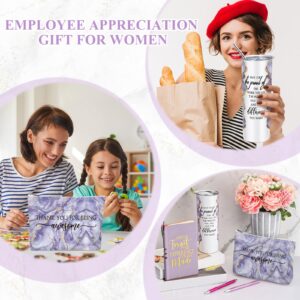 Domensi 6 Pcs Employee Appreciation Gift Set for Women Thank You Gift May You Be Proud 20 oz Rustic Purple Marble Sign Tumbler Makeup Bag Journal Ballpoint for Teacher Nurse Lady Work Business Gift