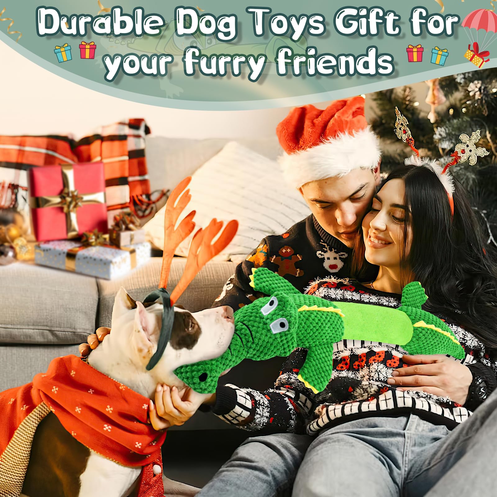 WOWBALA Dog Toys for Large Dogs: Squeaky Dog Toys - Plush Dog Chew Toys - Tough Tug of War Dog Toys - Interactive Puppy Toys for Small,Medium,Large Breed