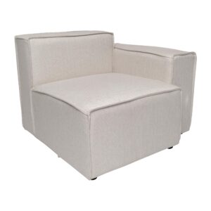 BizChair Fabric Right Chair Module for Sectional Sofa, Customizable Modular Couch Right Seat with Arm Rest, Cream