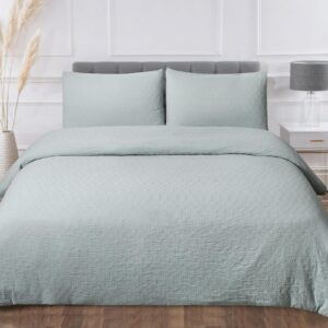 YINFUNG Sage Green Duvet Cover Waffle Weave Textured Tufted Bedding Set Waffle Knit Farmhouse Washed Microfiber 90x90 Soft Geometric