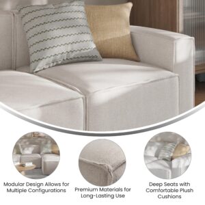 BizChair Fabric Right Chair Module for Sectional Sofa, Customizable Modular Couch Right Seat with Arm Rest, Cream