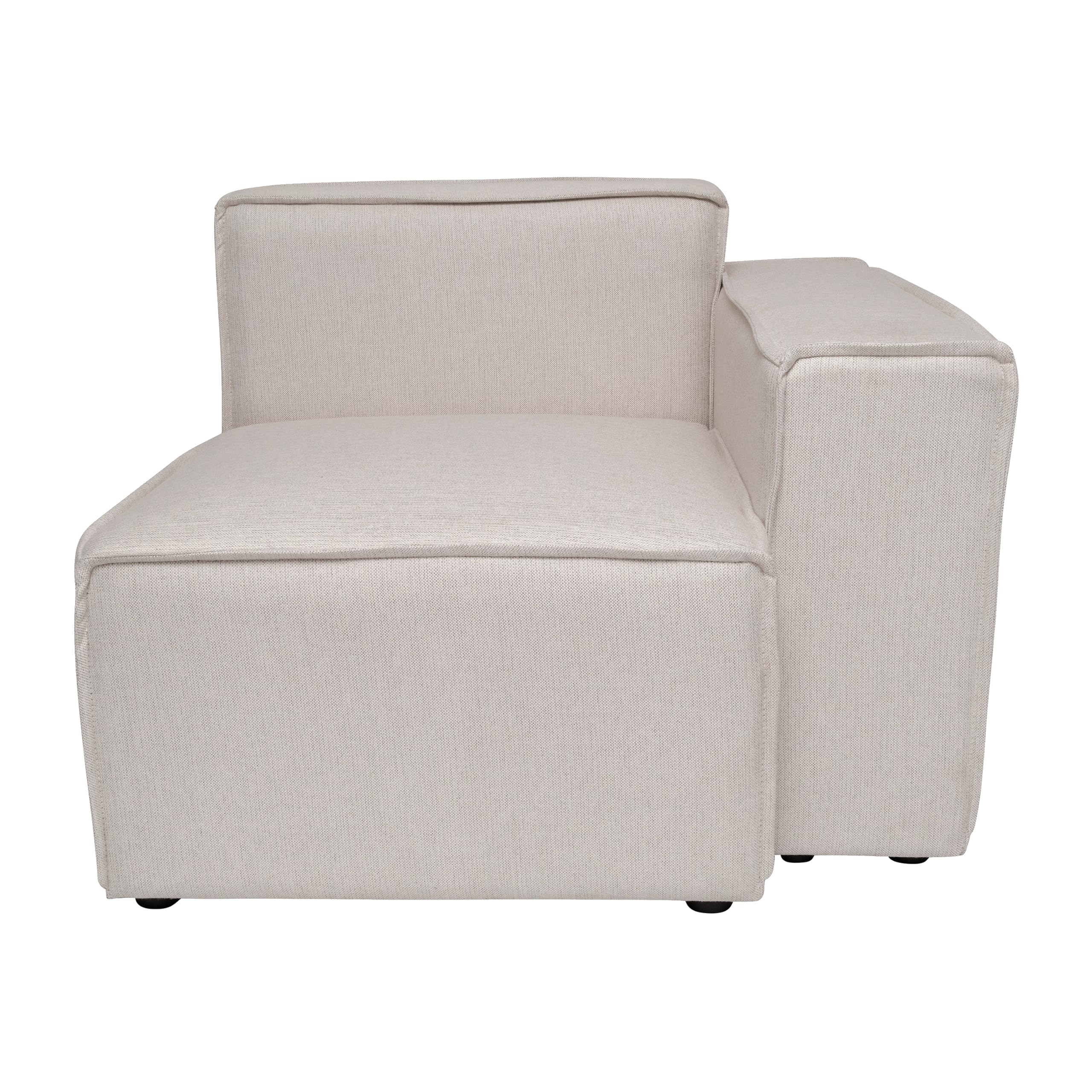 BizChair Fabric Right Chair Module for Sectional Sofa, Customizable Modular Couch Right Seat with Arm Rest, Cream