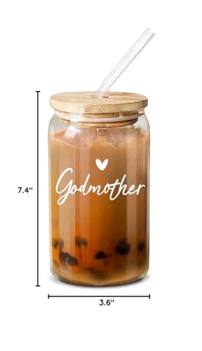 NewEleven Godmother Proposal Gifts - Will You Be My Godmother From GodChild - Christmas Gifts, Pregnancy Announcement Gifts For God Mother, Godmom, Godparents - 16 Oz Coffee Glass