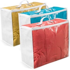 vitalup storage bags–20x20x8 comforter storage bags, blanket storage bags with zipper for organizing nonwoven breathable bedding storage bag, clear plastic storage bags for clothes & storage blankets