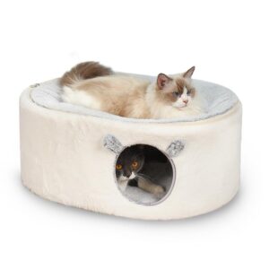 zoratoo cat bed for indoor cats, fluffy cat cave large enclosed cat house pet bed hammock with removable washable cover for sleeping cat, kittens, small dog, oval cat hideaway