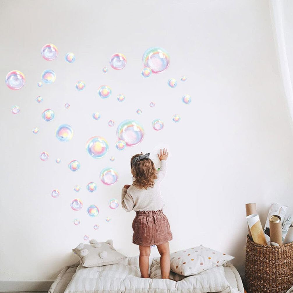 Uonlytech Bubble Wall Decal Stickers, Under The Sea Birthday Party Decor Colour Bubble Ocean Background Water Bath Decor for Mermaid Baby Shower