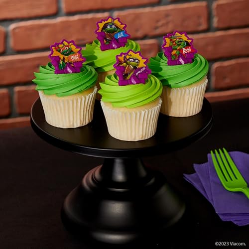 DecoPac Teenage Mutant Ninja Turtles Turtle Power Rings, Cupcake Decorations For Birthday Party, Cakes, And Celebrations - 24 Pack