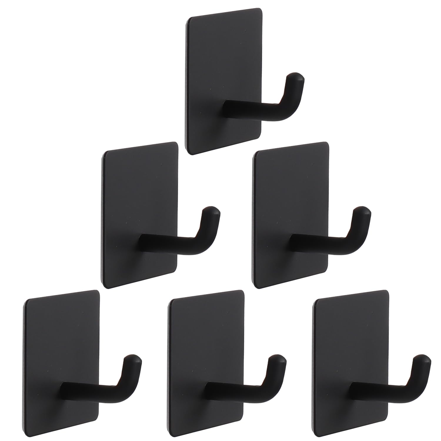 Vanloory Bath Towel Hooks - 6 Pack Strong Self Adhesive Coat/Clothes Hooks, No Drilling Sticky Hooks, Heavy Duty 304 Stainless Steel Shower Wall Hook for Bathroom Kitchen Bedroom(Matte Black)