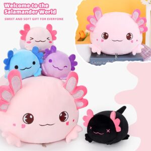 Alayger Plush Axolotl Pillow Mommy Stuffed Animal with 4 Babies Axolotls Plushies, Super Soft Kawaii Hugging Pillow Toy Gifts for Kids Bedding