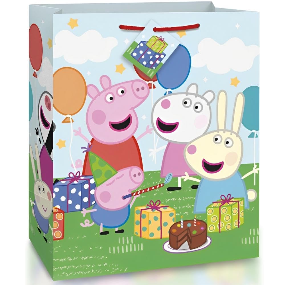 Unique Peppa Pig Large Plastic Gift Bag - (1 Count) | Durable & Reusable, Perfect for Parties & Celebrations