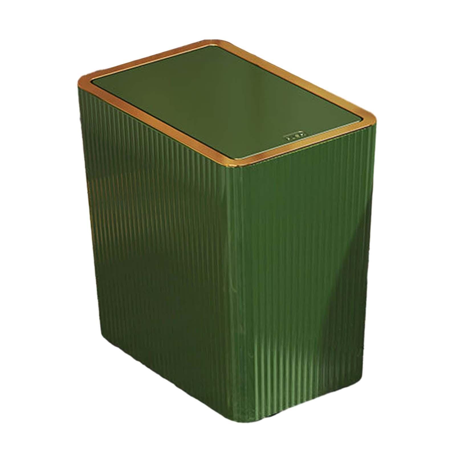 Kitchen Wastebasket with Press Type Lid Narrow Garbage Can, Paper Basket Organizer, Bathroom Trash Can with Lids for Study, 12L Green