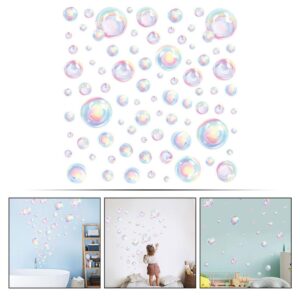 Uonlytech Bubble Wall Decal Stickers, Under The Sea Birthday Party Decor Colour Bubble Ocean Background Water Bath Decor for Mermaid Baby Shower