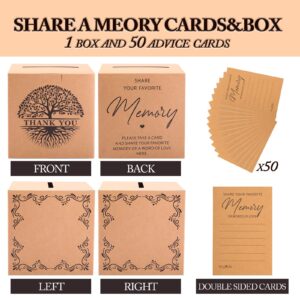 Wooden Funeral Guest Book Set for Memorial Service Celebration of Life Party Decorations in Loving Memory Guest Register Book with Pen& Stand, Included Table Sign,Share a Memory Cards and Box-Tree