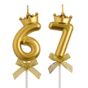 aoolada 67th 76th birthday candles, gold 76 67 year old cake topper number birthday candles, birthday party decorations gifts for women men