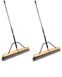 american select tubing pbma24004-2 heavy duty 24" multi-surface push broom with silver/black handle (2 pack)