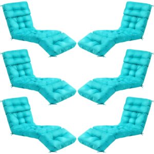 huwena 6 pcs outdoor chaise lounge cushion pool patio lounge cushions 22 x 73 x 4.7h inch waterproof lounge chair cushion beach lounge cushion replacement for patio lounge chairs (lake blue style)