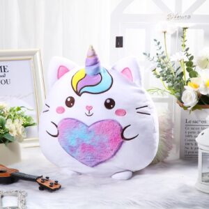 Leyndo 14 Inch Caticorn Plush Throw Pillow Toy Cute Unicorn Stuffed Animals Soft Unicorn Plush Throw Gift for Girl Kid Birthdays Christmas Sofa Bedroom Room Decor(Cute)