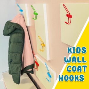 Yaocom 20 Pcs Kids Wall Coat Hooks Children Colorful Wall Mounted Hanger Hooks Rack Hanging Backpack Holder for Boys Girls Jackets Clothes Towels Robes Umbrellas Hats Bedroom Bathroom Playroom