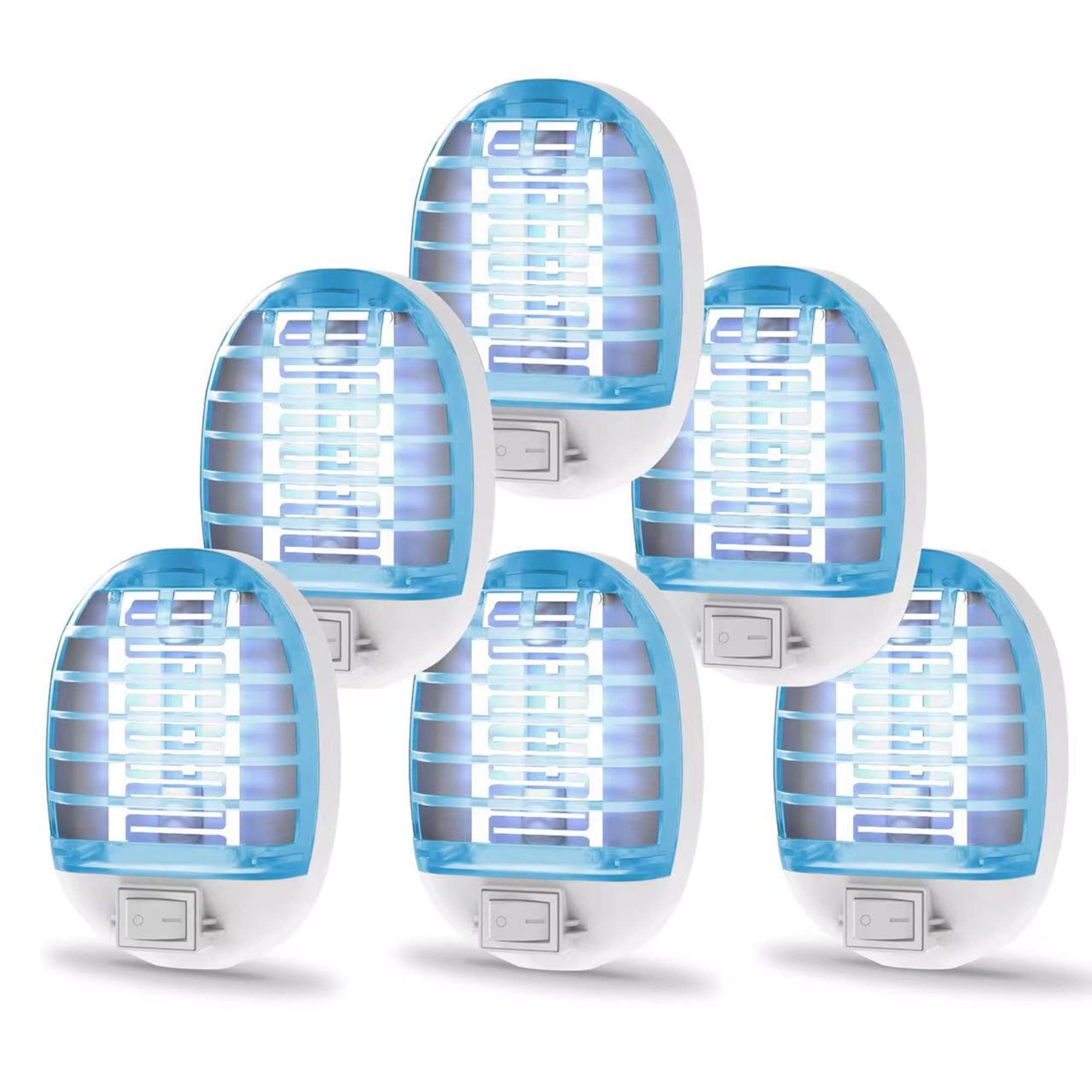 Bug Zapper Indoor, Electronic Fly Trap Insect Killer, Mosquitoes Killer Mosquito Zapper with Blue Lights for Living Room, Home, Kitchen, Bedroom, Baby Room, Office(6 Packs)