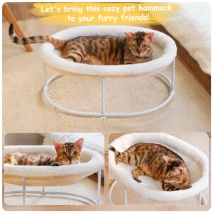 Zoratoo Elevated Cat Hammock Bed for Indoor Cats, Fluffy Warm Cuddle Cat Bed with Detachable Pad Bed Cover, Raised Pet Bed Cuddler for Sleeping Kittens, Small Dog, Oval Cat Hammock