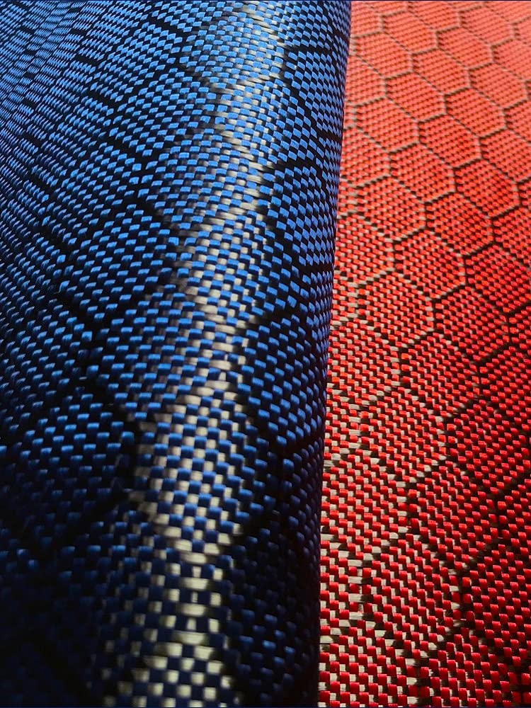 1Pc 50cm Width X 1m Long Carbon Fiber Cloth 3K 200/240gsm Twill Plain 12K Fabric Honeycomb Hybrid Carbon Kevlar Fabric Chopped Yarn (Color : Blue Hybrid)