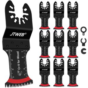 jtweb japanese tooth oscillating saw blades wood, 10pcs arc-shaped edge multi tool blades for wood, plastic, power oscillating tool blade multitool blades kits sharpener universal for milwaukee