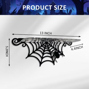 2 Pcs Gothic Decor Spiderweb Shelves Metal Goth Decor Shelf for Crystal Display Black Witchy Style Spider and Luna Moth Floating Shelves Halloween Wall Hanging Shelf Spooky Home Decor for Room