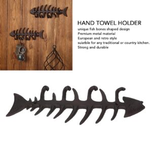 QANYEGN Wall Moted Towel Rack, Fish Bones Towel Rack, European Metal Towel Rack with 4 Hooks for Home Kitchens, Bathrooms and (B)