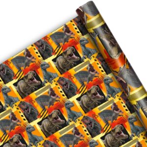 unique jurassic world 3 multi-color paper gift wrap - 30" x 5 ft, assorted dino design - perfect for birthdays & special occasions,1 count (pack of 1)