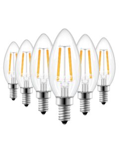 edishine e12 led candelabra bulb, 5w equivalent 60w 2700k 500lm warm light, dimmable chandelier light bulbs, led candle light bulbs for ceiling fan, dining room, christmas decor ul listed, 6 pack