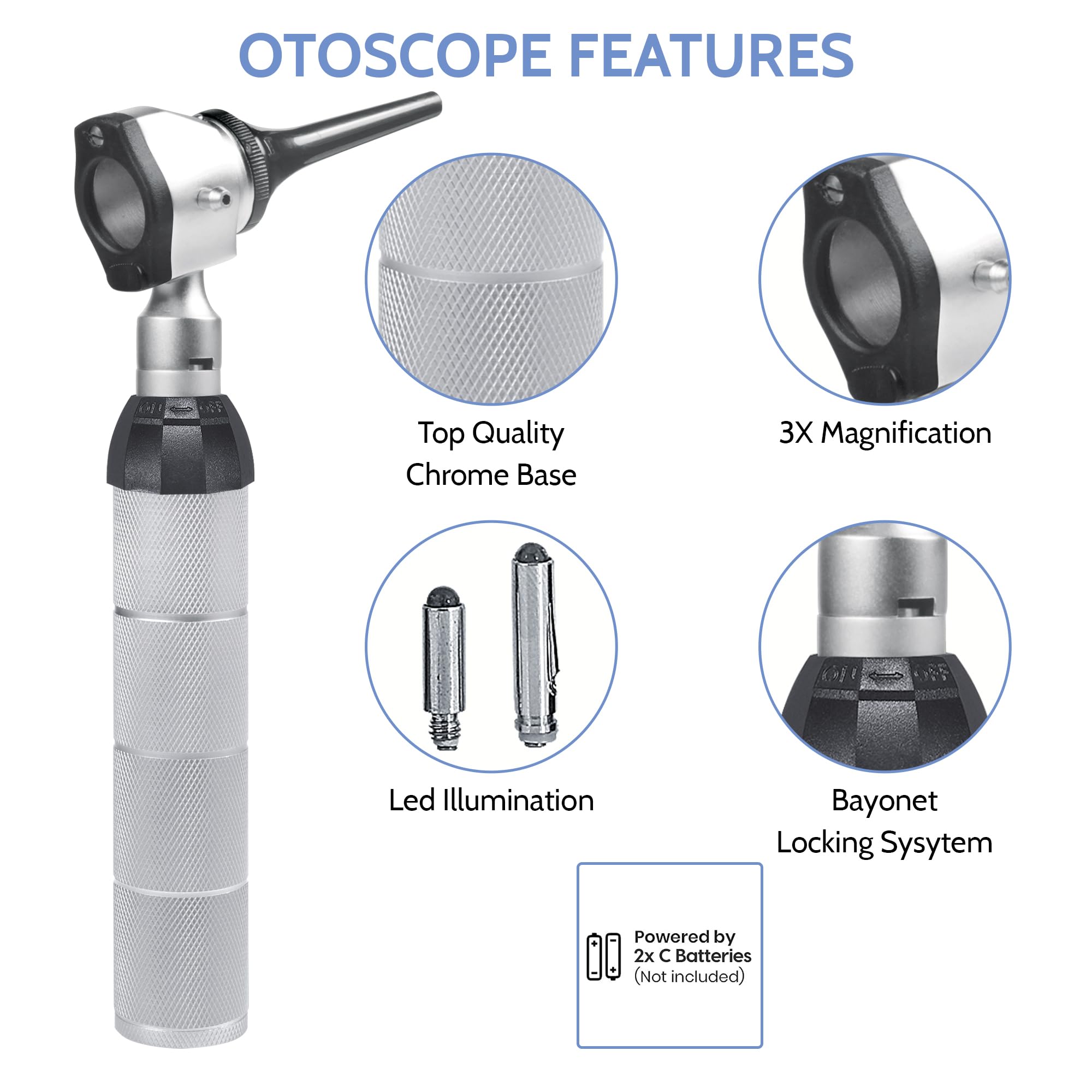 Zniry Veterinary LED ENT Otoscope Diagnostic Set, with 12 Various Diagnostic Instruments