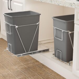 ROOMTEC Pull Out Trash Can Under Cabinet, Adjustable Garbage Slide-Out Shelf for Kitchen, undersink Organizers and Cupboard Organizers and Storage（Trash Can Not Included）