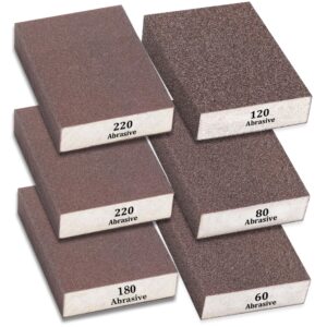 tnisesm 6pcs sanding blocks 60/80/120/180/220 grits sanding sponge,for drywall wood metal washable & reusable sandpaper blockswashable and reusable