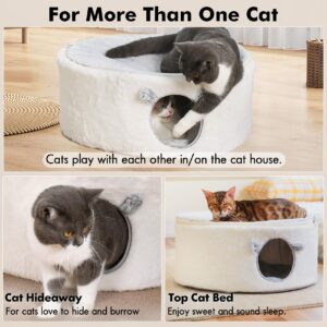 Zoratoo Cat Bed for Indoor Cats, Fluffy Cat Cave Large Enclosed Cat House Pet Bed Hammock with Removable Washable Cover for Sleeping Cat, Kittens, Small Dog, Oval Cat Hideaway