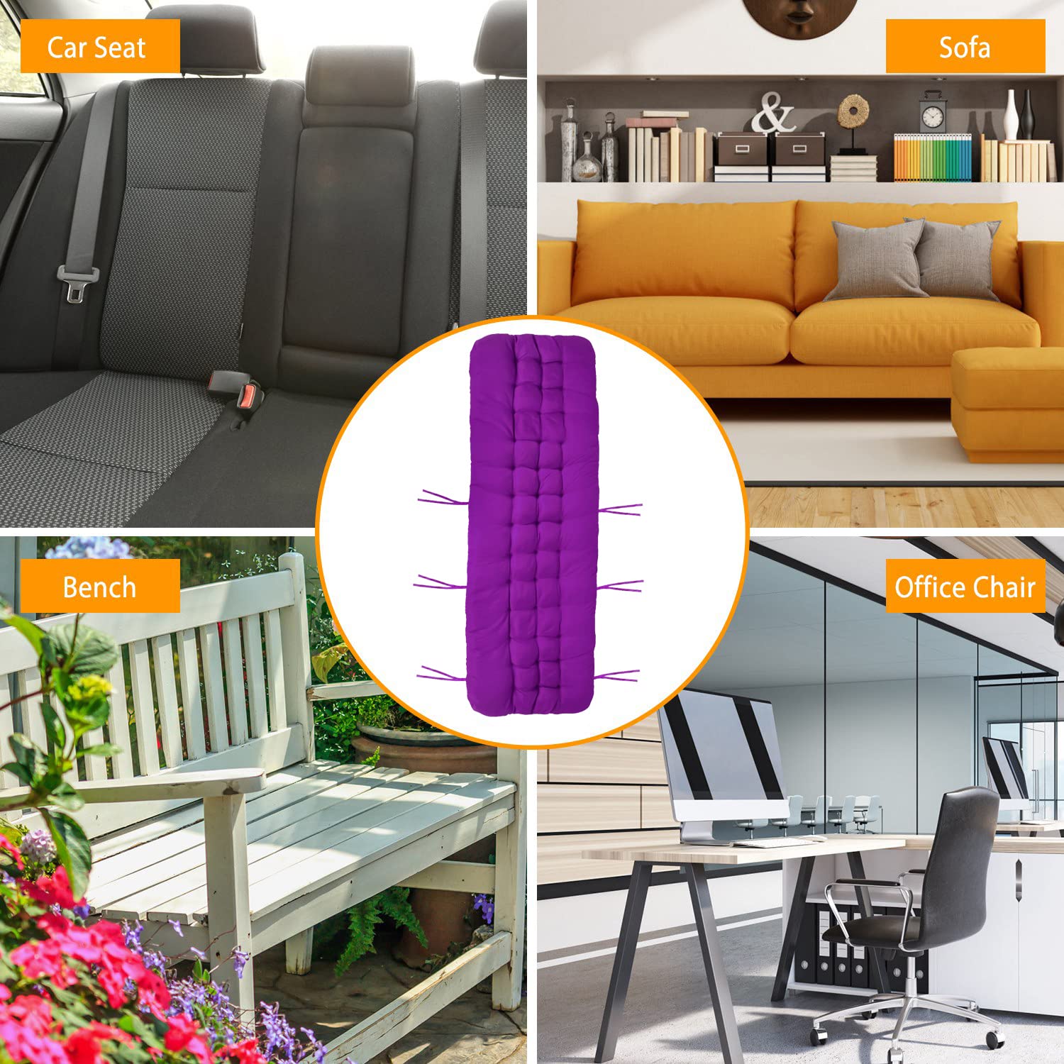 iMounTEK Lounge Chair Cushions Chaise Lounger Cushion Soft Sofa Mat Long Bench Cushion for Outdoor Furniture, Indoor Outdoor Recliner Zero Gravity Chair Cushion/Purple