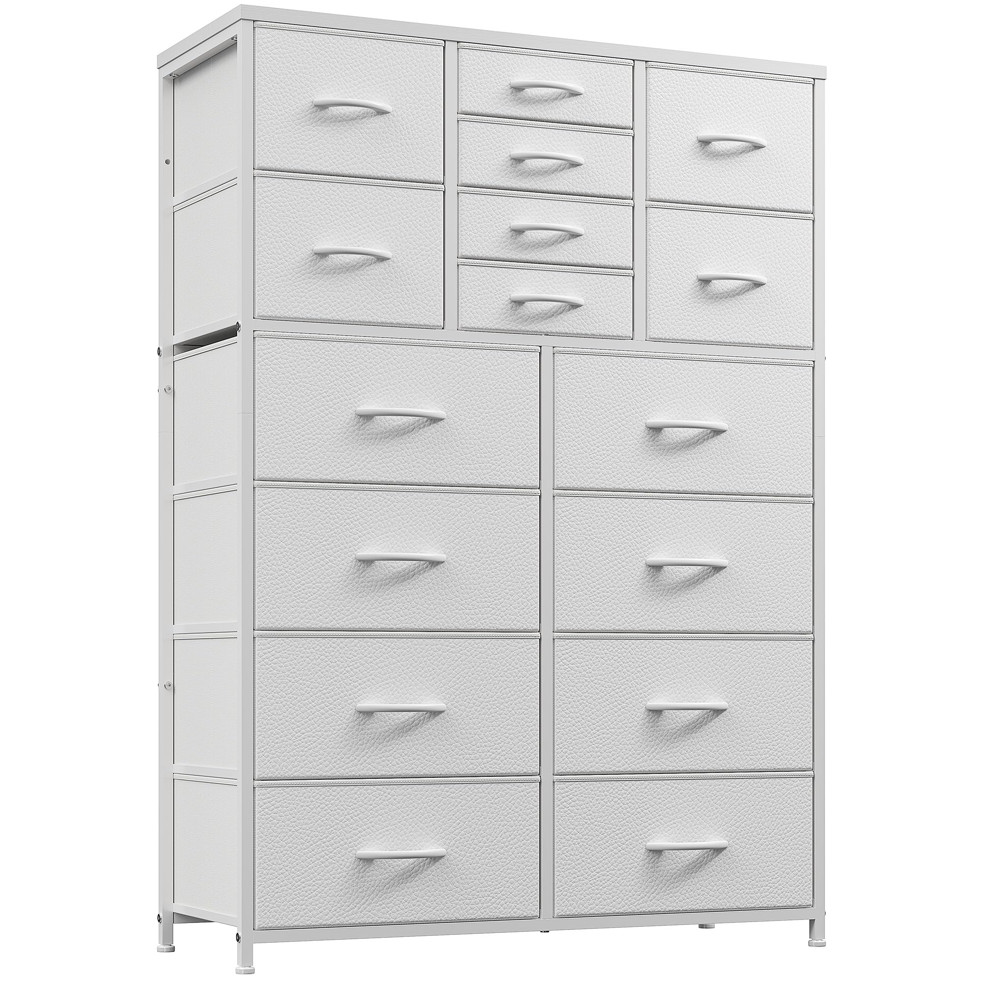 EnHomee White Dresser,Dresser for Bedroom with 16 Drawers, Tall Dressers & Chests of Drawers with Wood Top, Metal Frame,Tall Dressers for Girls Bedroom,Living Room,Hallway,Closet