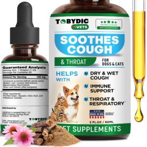 natural dog cough medicine & antibiotic for cats respiratory infection - sneezing relief & kennel cough treatment - trachea collapse & pet asthma support - made in usa