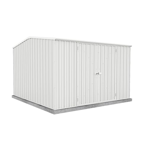 Absco Premier Storage Sheds, 10'x10' Metal Garage, DIY Backyard Shed, Utility Tool Storage, Weather & Wind Resistant Aluminum Panels & Steel Frame, Maintenance-Free, 12 Year Warranty, Surfmist White