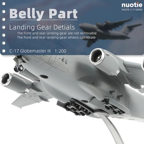 NUOTIE 1/200 C-17 GlobemasterⅢ Diecast Airplane Model Kits with Stand Harbor-Hickam AFB Transport Metal Airplane Model Pre-Build Military Aircraft (535th Airlift Squadron)