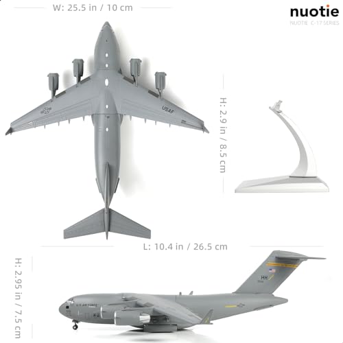 NUOTIE 1/200 C-17 GlobemasterⅢ Diecast Airplane Model Kits with Stand Harbor-Hickam AFB Transport Metal Airplane Model Pre-Build Military Aircraft (535th Airlift Squadron)