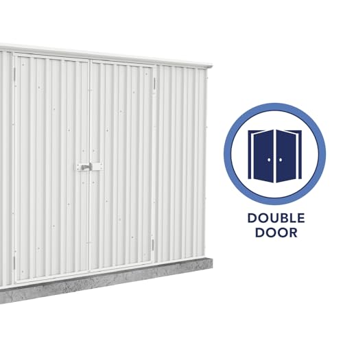 Absco Premier Storage Sheds, 10'x10' Metal Garage, DIY Backyard Shed, Utility Tool Storage, Weather & Wind Resistant Aluminum Panels & Steel Frame, Maintenance-Free, 12 Year Warranty, Surfmist White