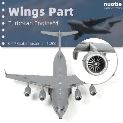 NUOTIE 1/200 C-17 GlobemasterⅢ Diecast Airplane Model Kits with Stand Harbor-Hickam AFB Transport Metal Airplane Model Pre-Build Military Aircraft (535th Airlift Squadron)