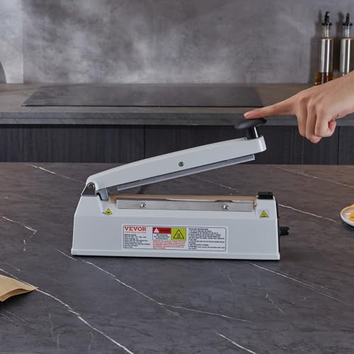 VEVOR Impulse Sealer 8 inch, Manual Heat Sealing Machine with Adjustable Heating Mode, Aluminum Shrink Wrap Bag Sealers for Plastic Mylar PE PP Bags, Portable Poly Bag Sealer with Extra Replace Kit