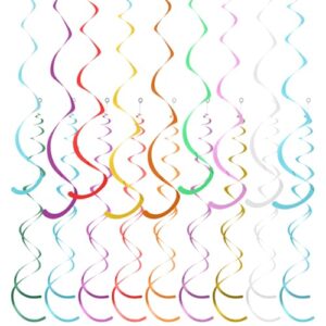 36 pcs colorful hanging swirl party decorations ceiling swirl spiral foil decorations hanging plastic streamer birthday streamers decorations for party wedding anniversary graduation celebration