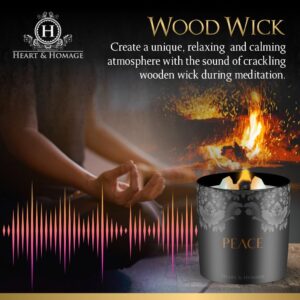 Heart & Homage Natural Scented Meditation Candle with Healing Crystals - Luxurious Wood Wick Candle - Crystal Candle with Premium Gift Packaging, 8.11 oz (English Pear & Freesia)