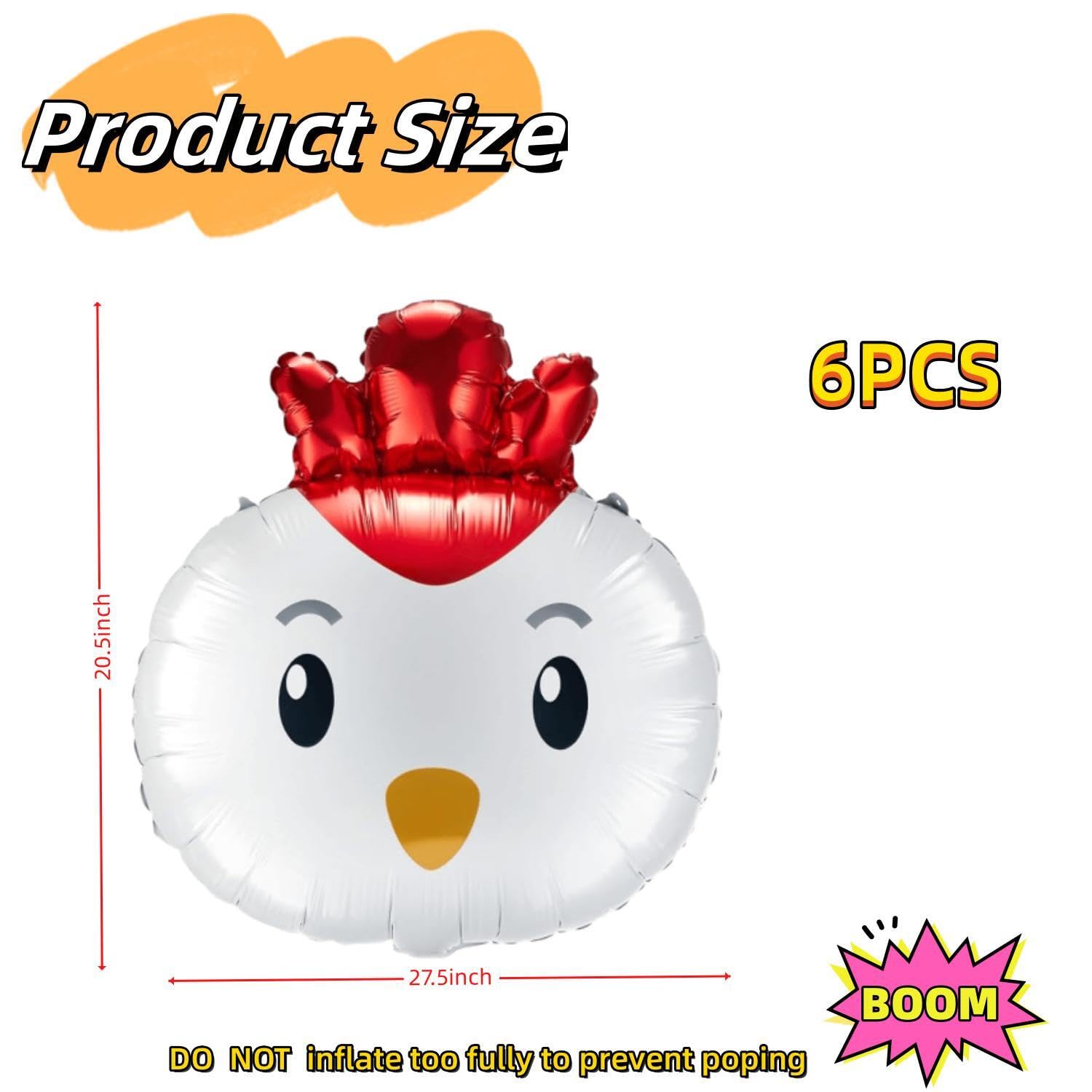 XLENGO 6pcs Chicken Balloons Farm Animal Decorations Balloons Birthday Baby Shower Party Supplies