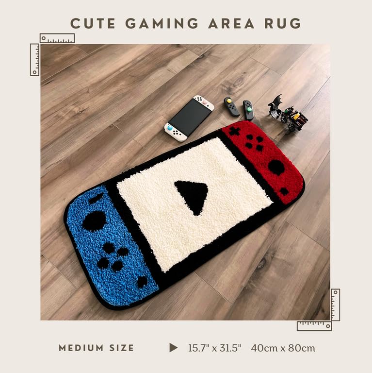 Cute Gaming Rug Cartoon Game Console Game Controller Floor Mats, Non Slip Extra Soft Absorbent Rugs, Machine Washable Mat, Game Room Carpet Shower Mat Indoor Door Mat (16" x 32", Game Console)