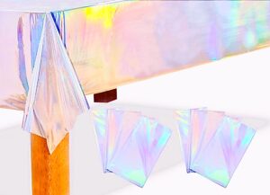 goqaga 8 pack rainbow plastic tablecloth colorful rectangle birthday party woman bride wedding birthday table cloth christmas decorations disposable laser 54" x108"