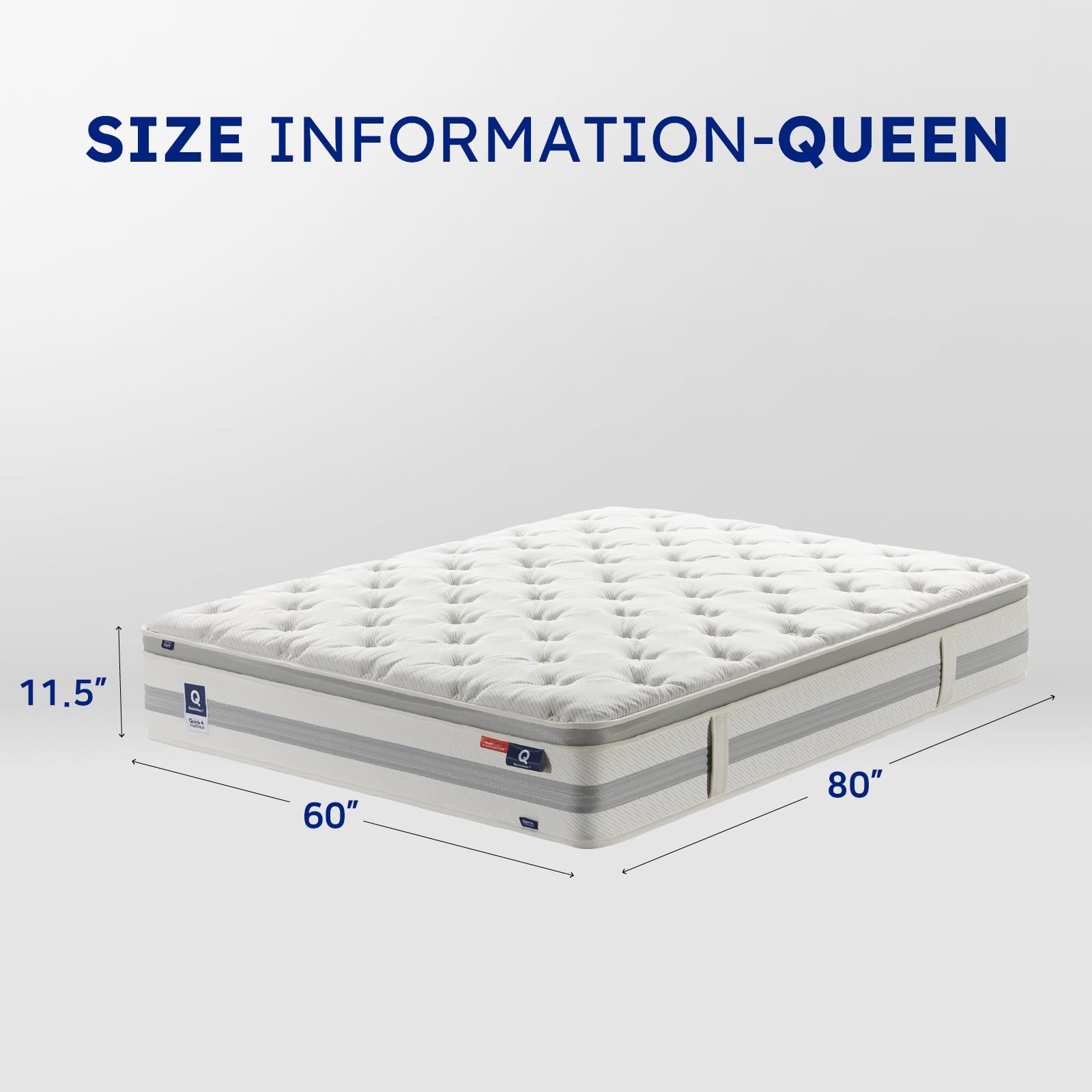 QUICKSLEEP Q4 Z Cube Mattress, Premium 11.5 Inch Two-Sided Mattress Spring Mattress Hybrid Bed in A Box Plush Top Firm Bottom Edge Support Euro Top with Memory Foam High Density Foam (Queen)